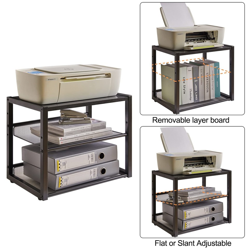 Desktop Printer Stand, 3 Tiers Desk Organizer with Adjustable Storage ...