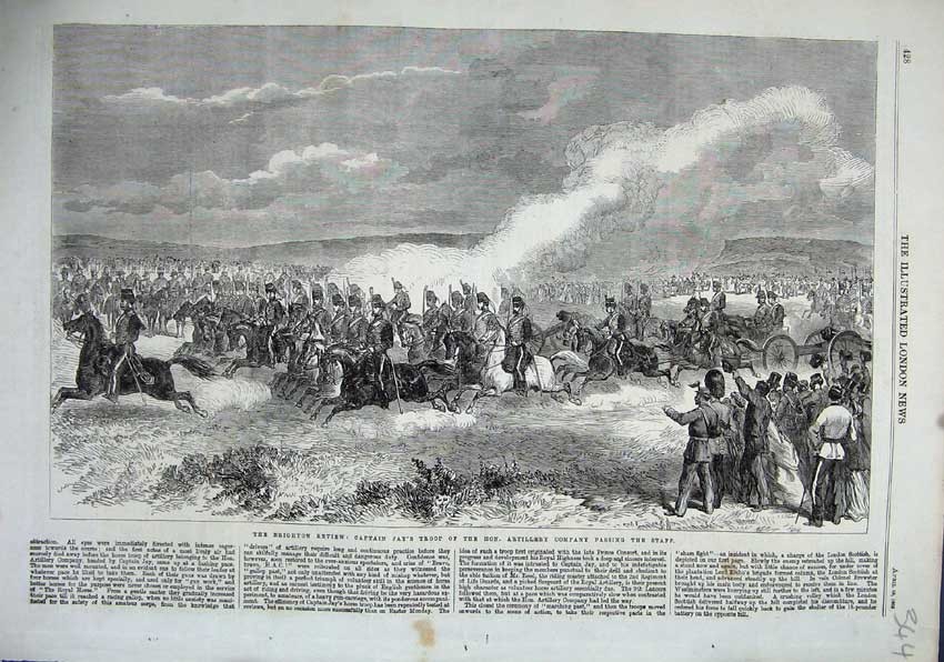Old Antique Print 1863 Brighton Review Captain Jay Troops War Army ...
