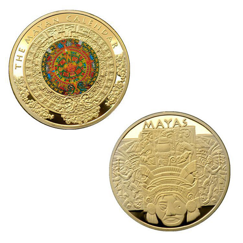100 PCS Coin Mexico Maya Collectible Plated Gold Prophecy Commemorative ...