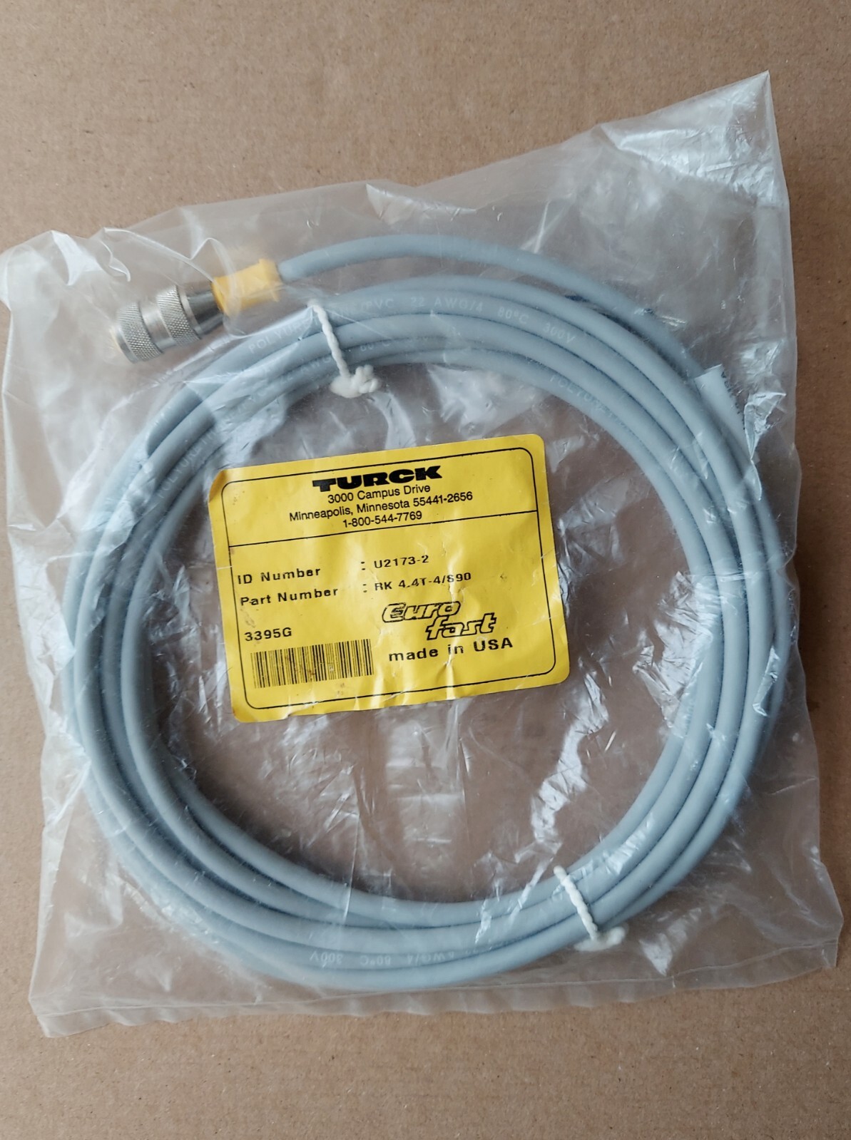 Vintage RK 4.4T-4/S90 TURCK Eurofast 4 Pin/Wire Micro Connector Cordset ...