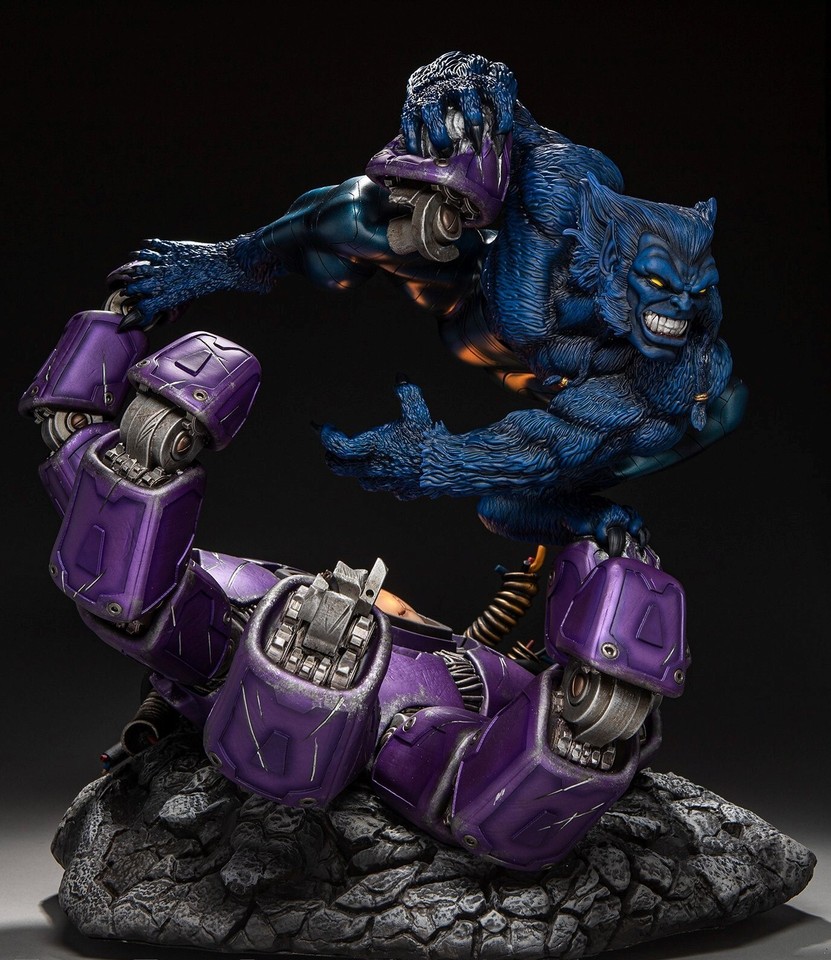 X MEN BEAST VS SENTINEL DIORAMA 1/4 CUSTOM STATUE RARE + CGC 9.8 ...