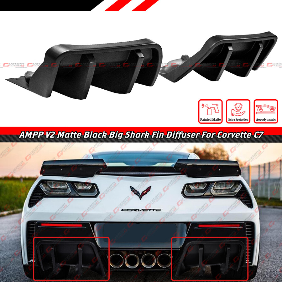 For 2014-2019 Corvette C7 Z06 STG 3 Big Fin Matt Black Rear Bumper ...