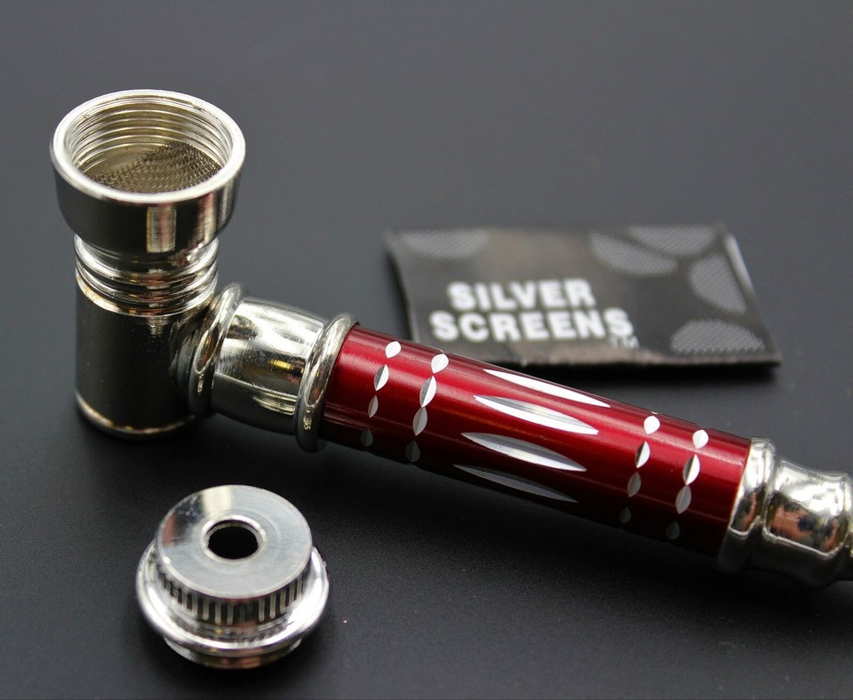 ORIGINAL RED METAL Smoking Pipe w/Lid Tobacco Pipe Metal pipe ALL METAL ...