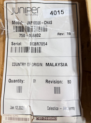 Juniper JNP10008/ MX10008-premium 8 slot router with 6 fabric, 6 power ...