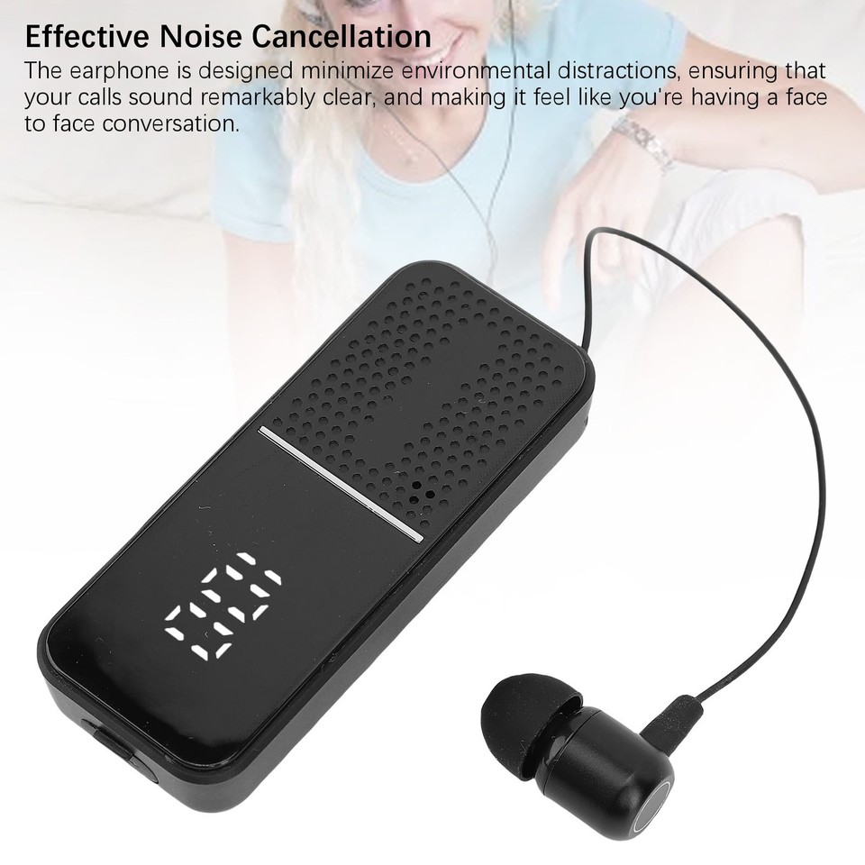 Black Wireless Lavalier Headset Call Vibration Digital Display Wir OH ...
