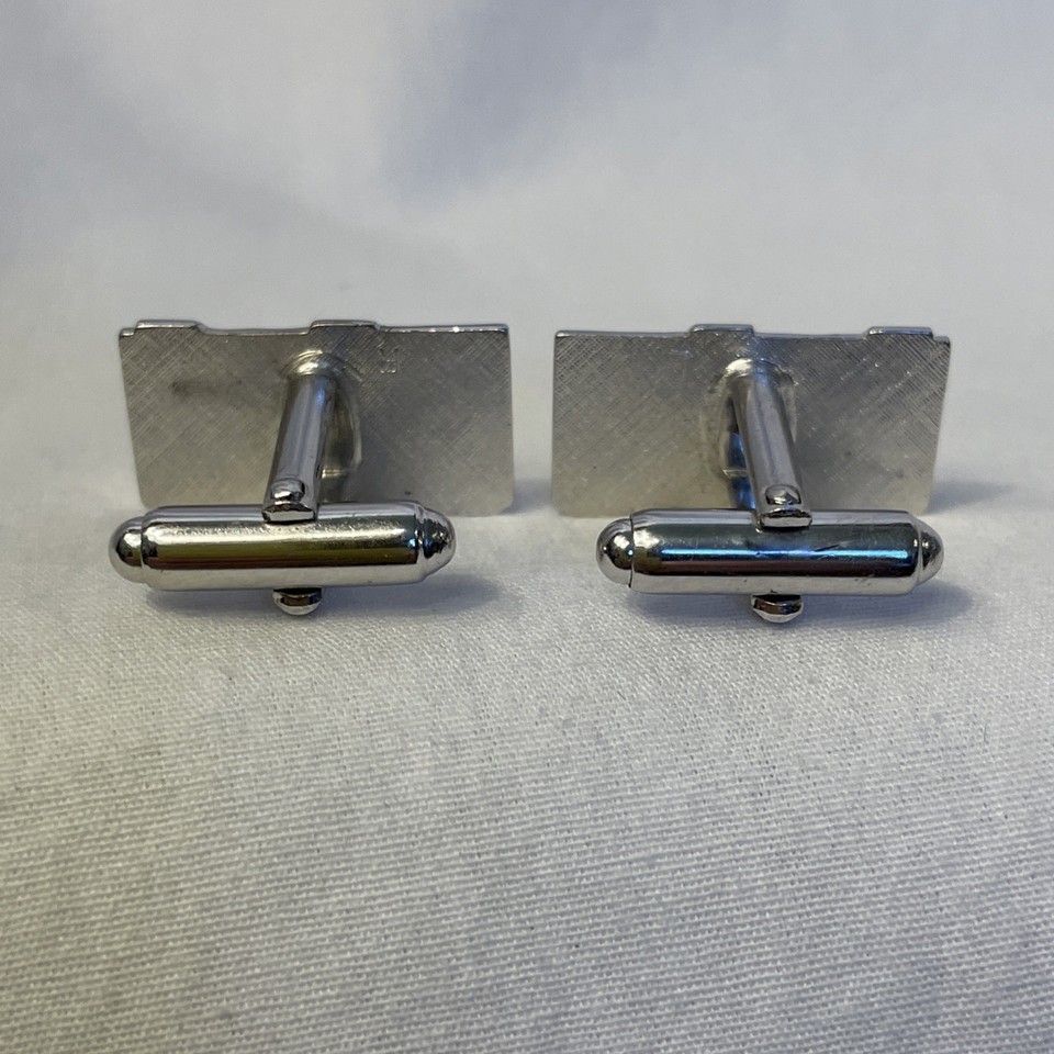 Vintage Anson Silver Tone Cufflinks Contrasting Textured and Smooth ...