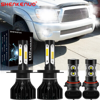 For 2005-2011 Toyota Tacoma - 4PC 6000K White LED H4 Headlights + Fog ...