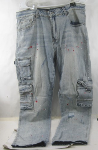 NEW foreign local jeans faded denim ink spots CARGO Men size 36 | eBay
