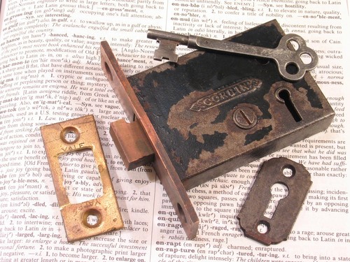 Vintage BRASS Door Mortise Deadbolt Lock w Skeleton Key CORBIN Antique ...