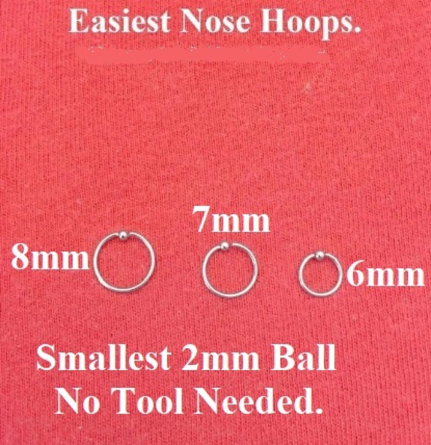 STERILIZED EASIEST Thin 20g SMALLEST 6mm with TINY TINY 2mm Ball NOSE ...