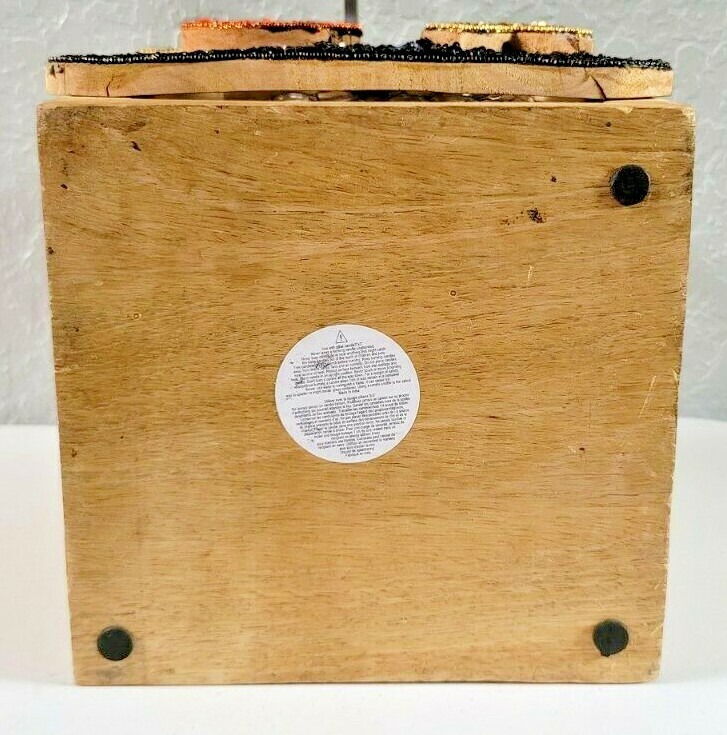 Authentique Spooky Night LED Candle Holder Wood Halloween Witch Hat | eBay