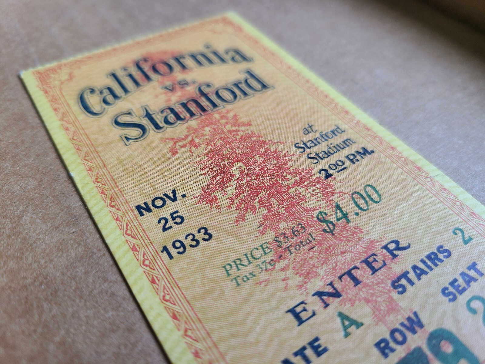 1933 California vs. Stanford -- VINTAGE FOOTBALL TICKET | eBay