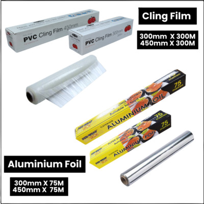 Cling Film & Aluminium Foil Wrap 300mm 450mm Catering, Kitchen, Food ...