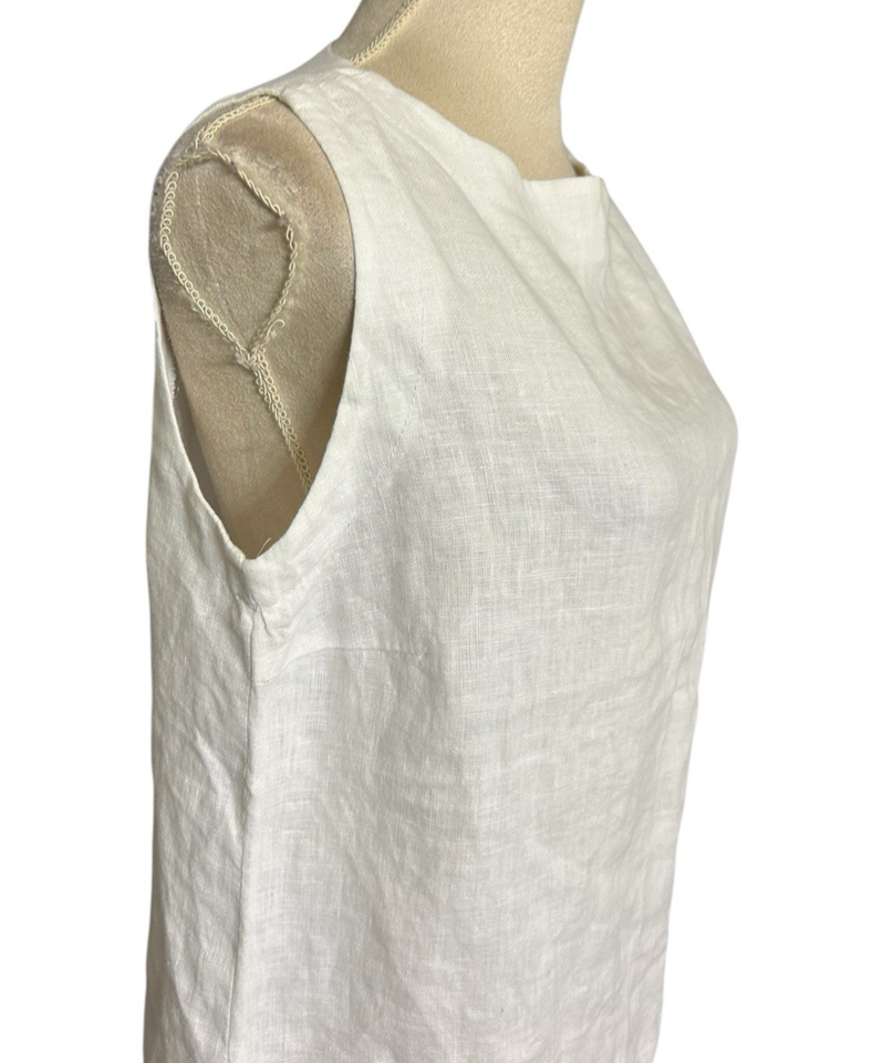 Crown Linen Designs 100% Linen Tunic Top Womens XS White Lagenlook ...