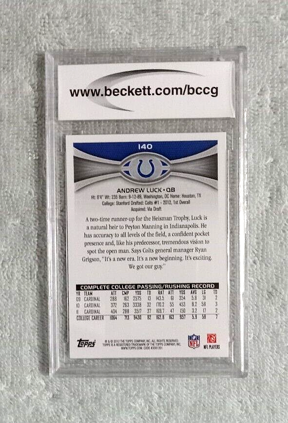 2012 Topps Football Andrew Luck RC Rookie Card #140 BCCG Graded 10 | eBay