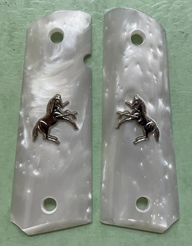 Colt 1911 Grips White Pearl Silver Horse Full Size 1911 Government ...