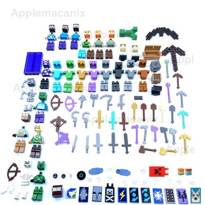 NEW Authentic LEGO Minecraft Lot of 14 Minifigures & Weapons Armor ...