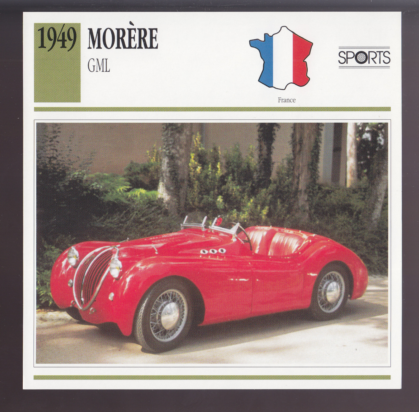 1949 Morere GML France Sports Car Photo Spec Sheet Info ATLAS CARD | eBay