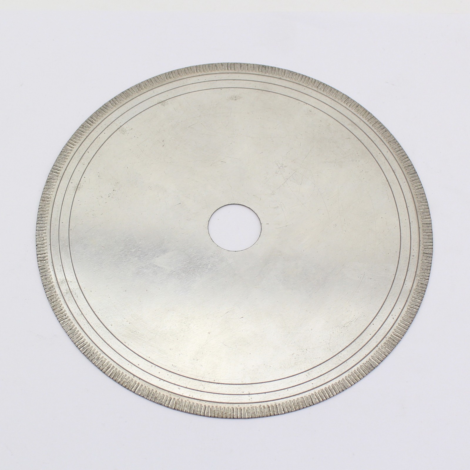 6" notched rim diamond lapidary rock saw blade arbor 5/8" W bushing 1/2 ...