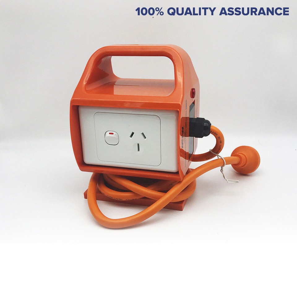 Portable RCD 15 AMP 2x Single 3 Pin Power Point Outlet Socket with Cord ...