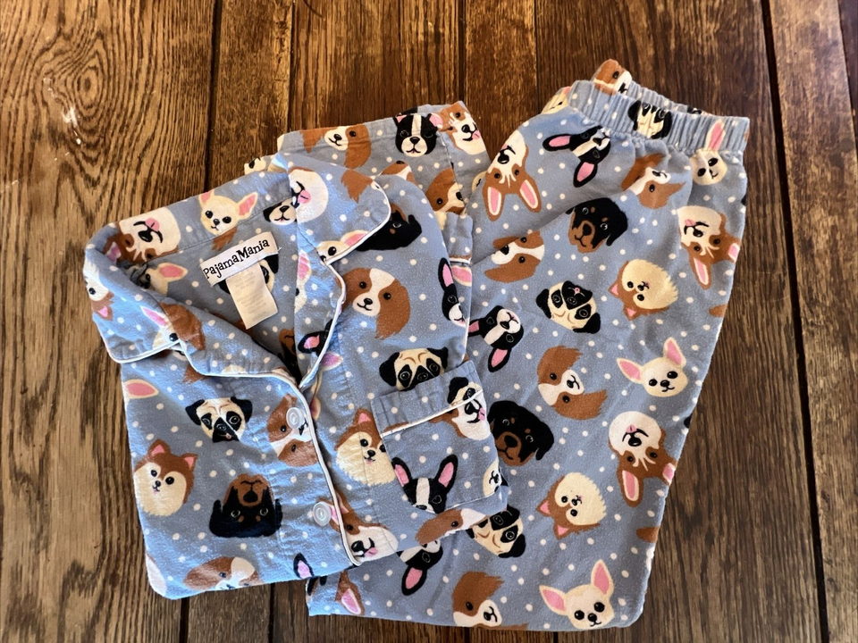 DOG PRINT PAJAMA SET PAJAMA MANIA COTTON FLANNEL BABY BLUE Boho CUTE ...