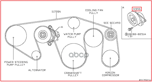 11955-7S00A Nissan Tensioner assy-auto 119557S00A, New Genuine OEM Part ...