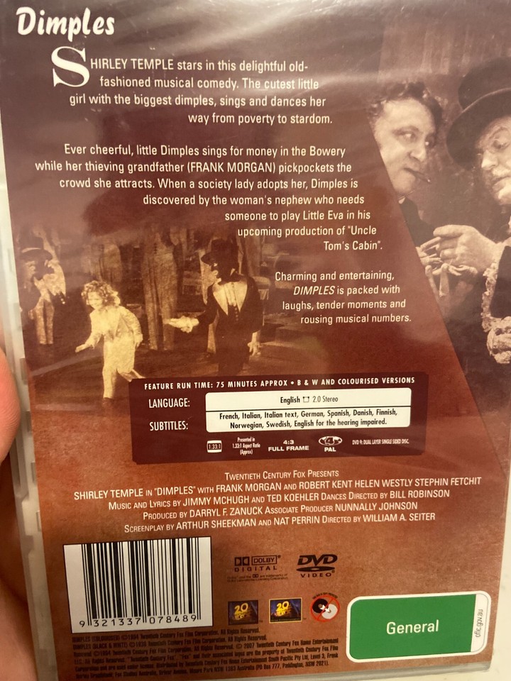 Dimples NEW/sealed region 4 DVD (1936 Shirley Temple family musical ...