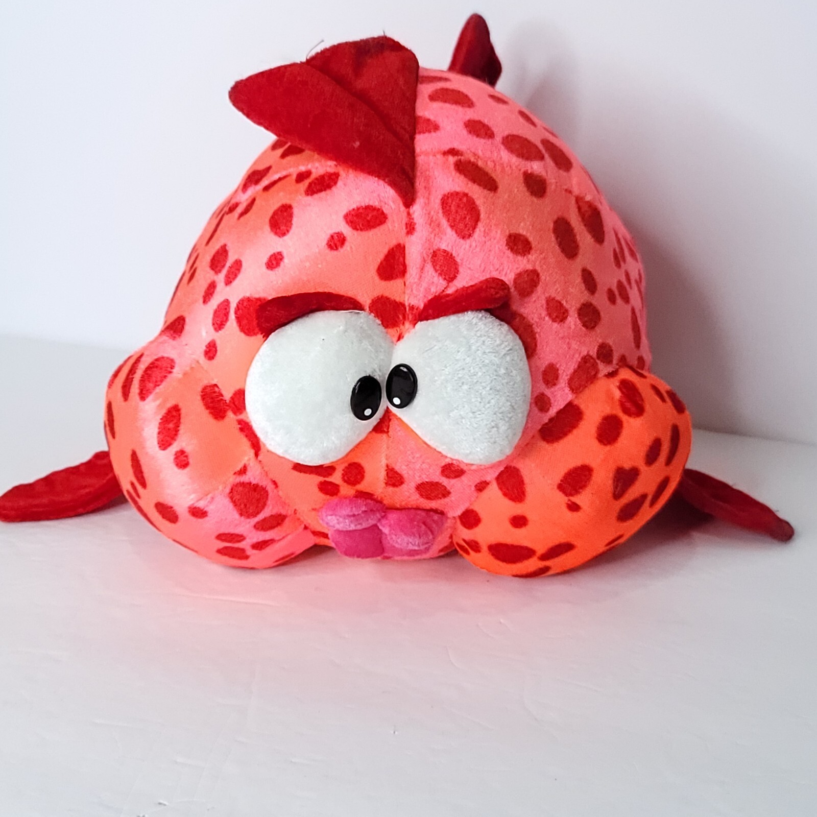 Hot Pink Round Blow Puffer Cartoon Fish Red Plush Stuffed Animal Big ...