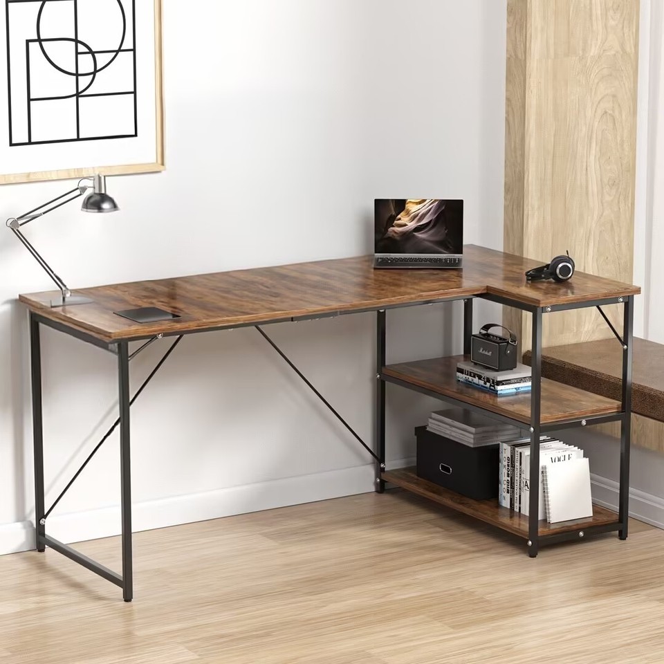Gunji Office Desk L Shaped Corner Desk Gaming Desk Home w/ Storage ...