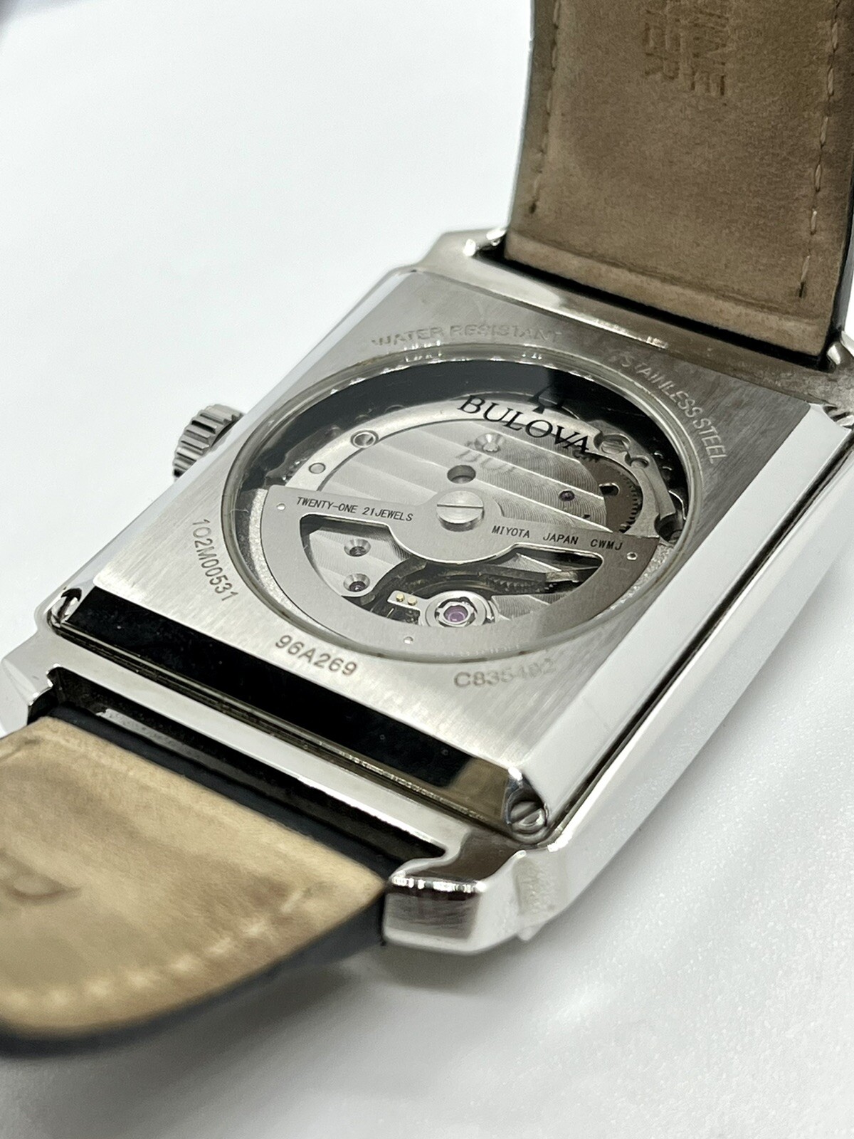 Bulova Sutton Automatic Silver And Black 96A269 Rectangle Men's 33mm ...