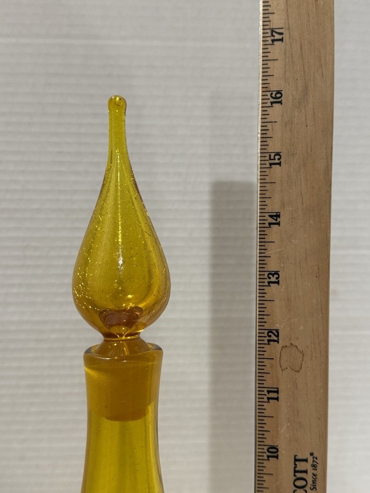 Vintage MCM Blenko Glass 920M Decanter In Crackle Jonquil (RARE) | eBay