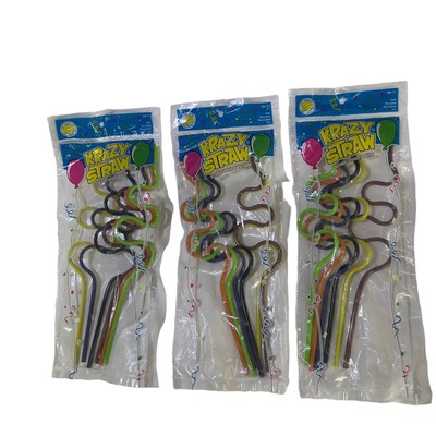 Original Krazy Twisty 10” Straws Multi Color Kids Party Pk of 6 Lot of ...