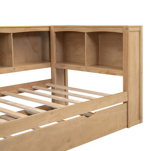 Solid Wood Daybed with Trundle Storage Bookcases Twin Size Sofa Bed Platform Bed | eBay