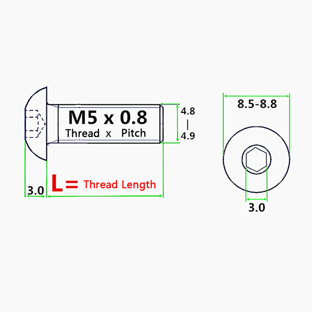 M5 Button Head Allen Bolts Aluminum Alloy Hex Socket Screws DIY Colored ...