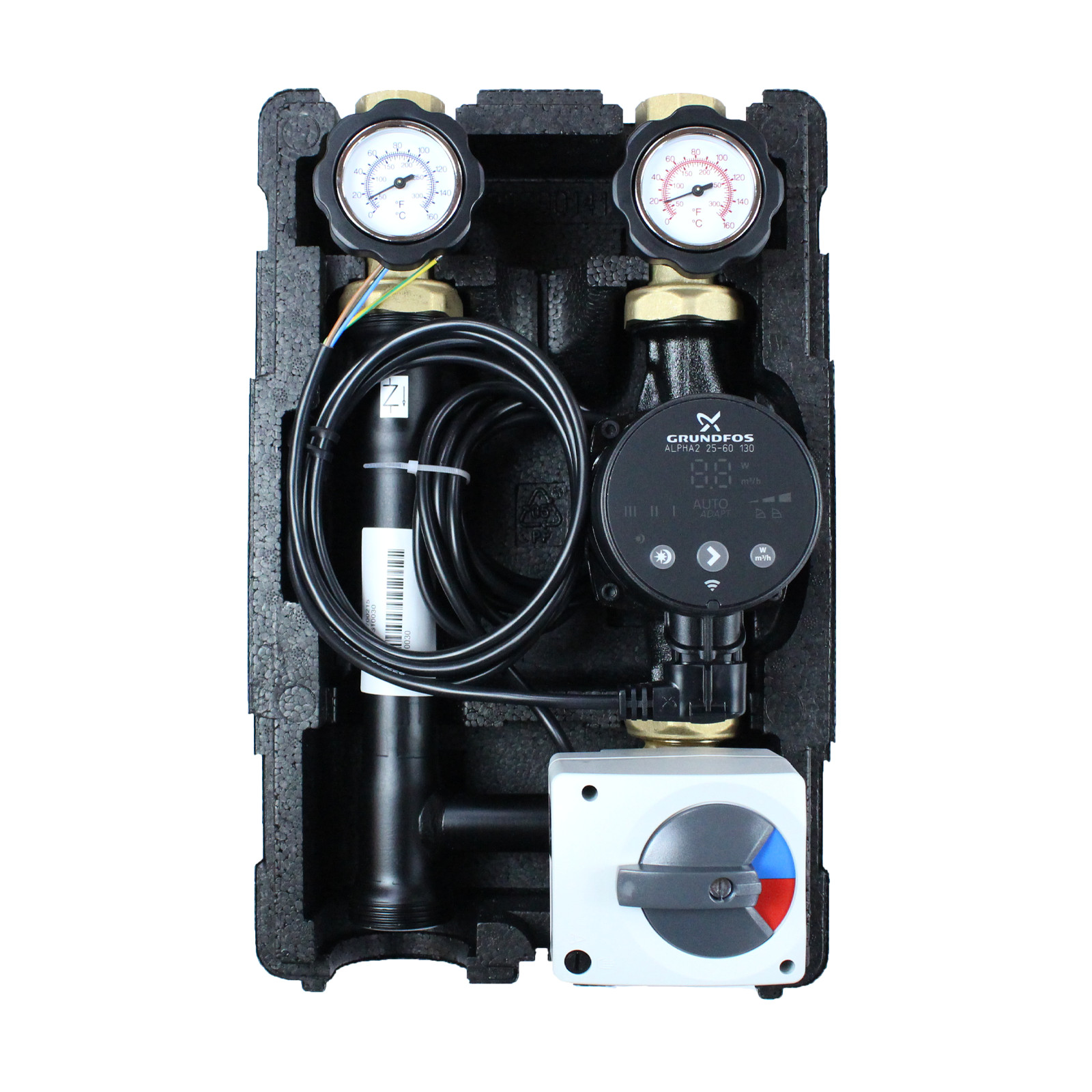 Pumpengruppe mit 3 Wege Mischer und Grundfos Alpha 2 Heizkreisset ...