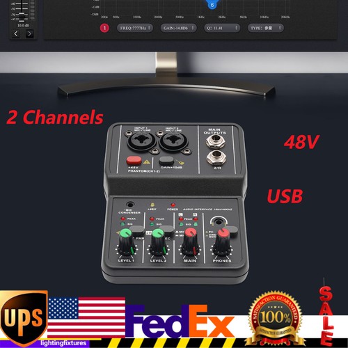 Audio Mixer Usb Dj Sound Mixing Console Amplifier Studio Live Party 2 ...