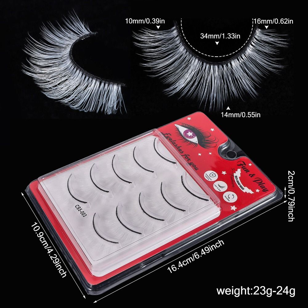 Long White False Eyelashes Fluffy Fake Lashes Makeup Party Eyelashes ...