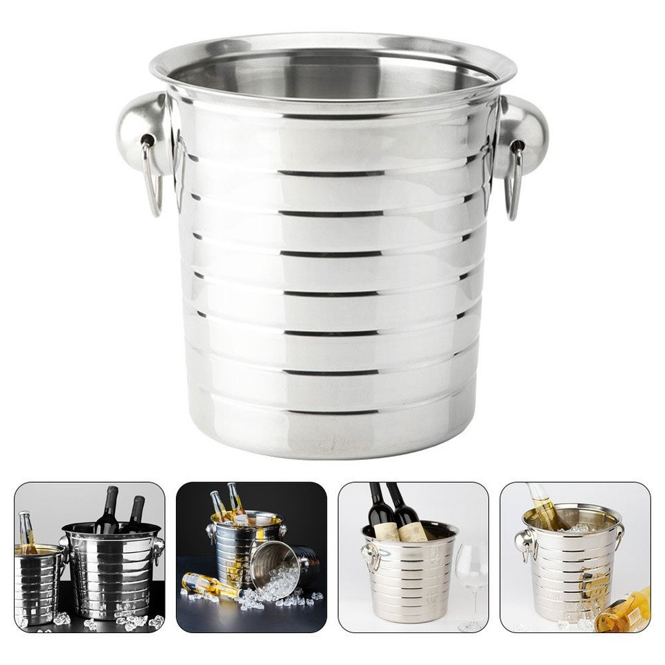 3L Stainless Steel Ice Bucket Bar Cooler for Wine Beverage Chilling ...