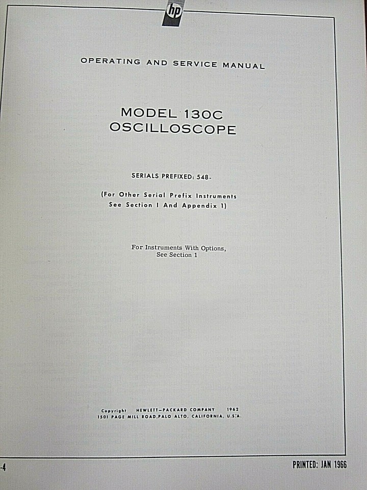 HP 130C Oscilloscope Operating & Service Manual 01879-4 130C-904 | eBay