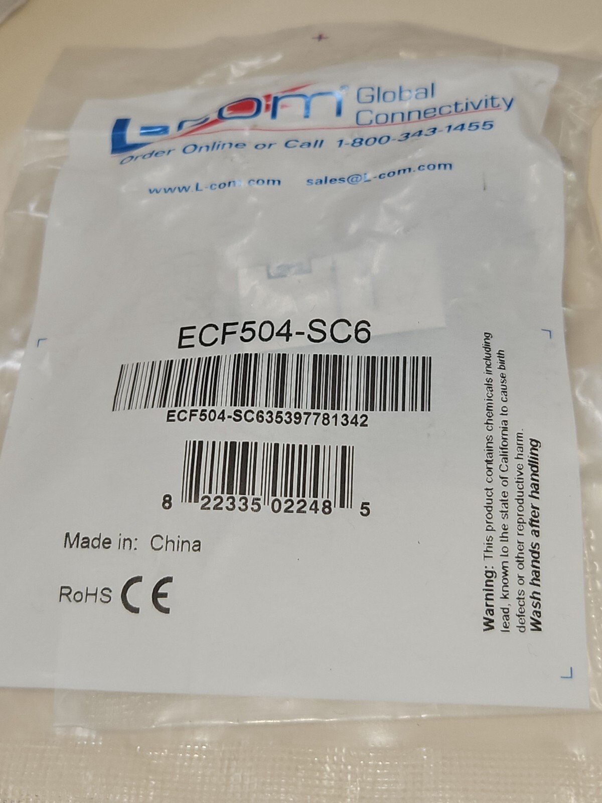4 X L-COM ECF504-SC6 Conn RJ-45 Coupler F/F 8/8 POS ST Panel Mount 1/1 ...
