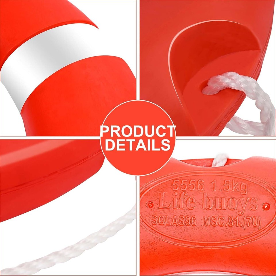 23 in 98.5ft Life Preserver Ring Safety Ring Throw Ring Floating Rope ...
