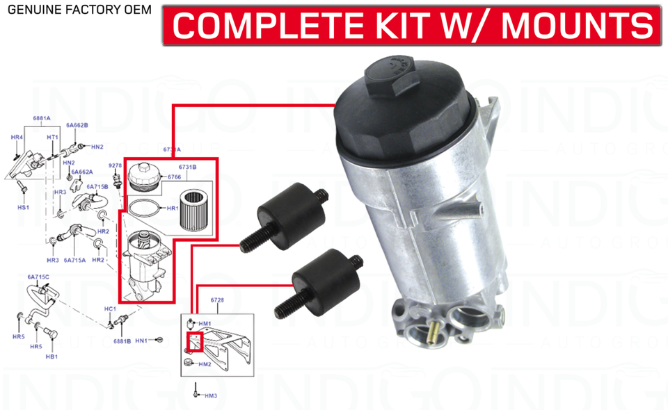 Range Rover L322 M62 Engine Oil Filter Housing with Cap + Mounts OEM ...