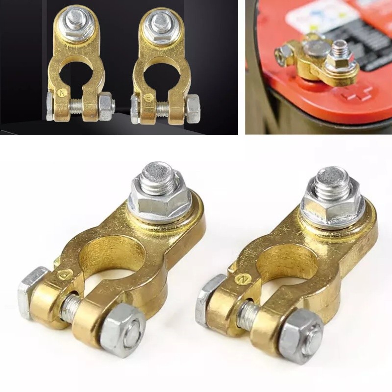 2pcs Car Brass Battery Terminal Connectors Top Post Battery Terminal ...
