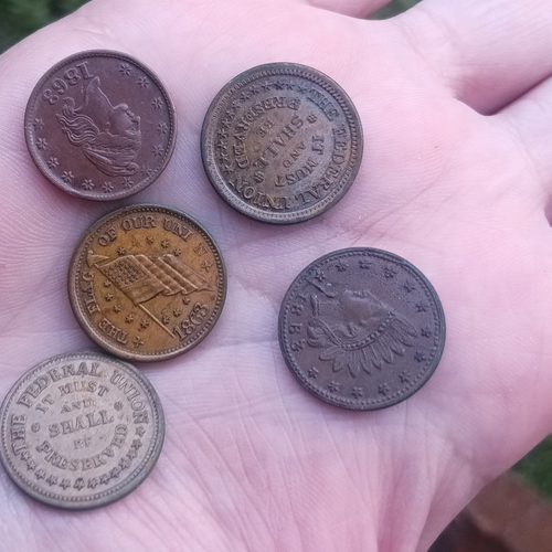Lot of 5 Civil War Tokens 1863-1864 Copper Exonumia, Circulated | eBay