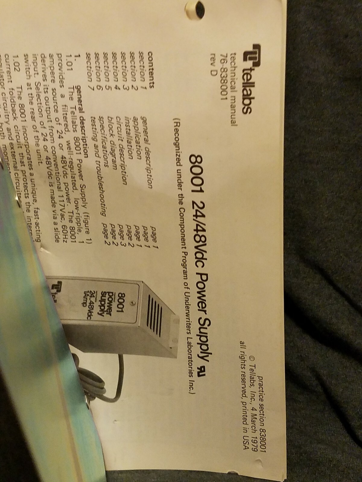 Tellabs 8001 24 or 48vdc 1amp power supply | eBay