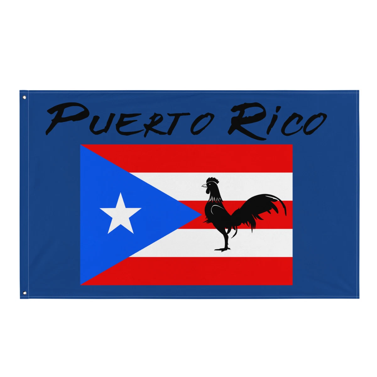 Puerto Rican Flag With Rooster