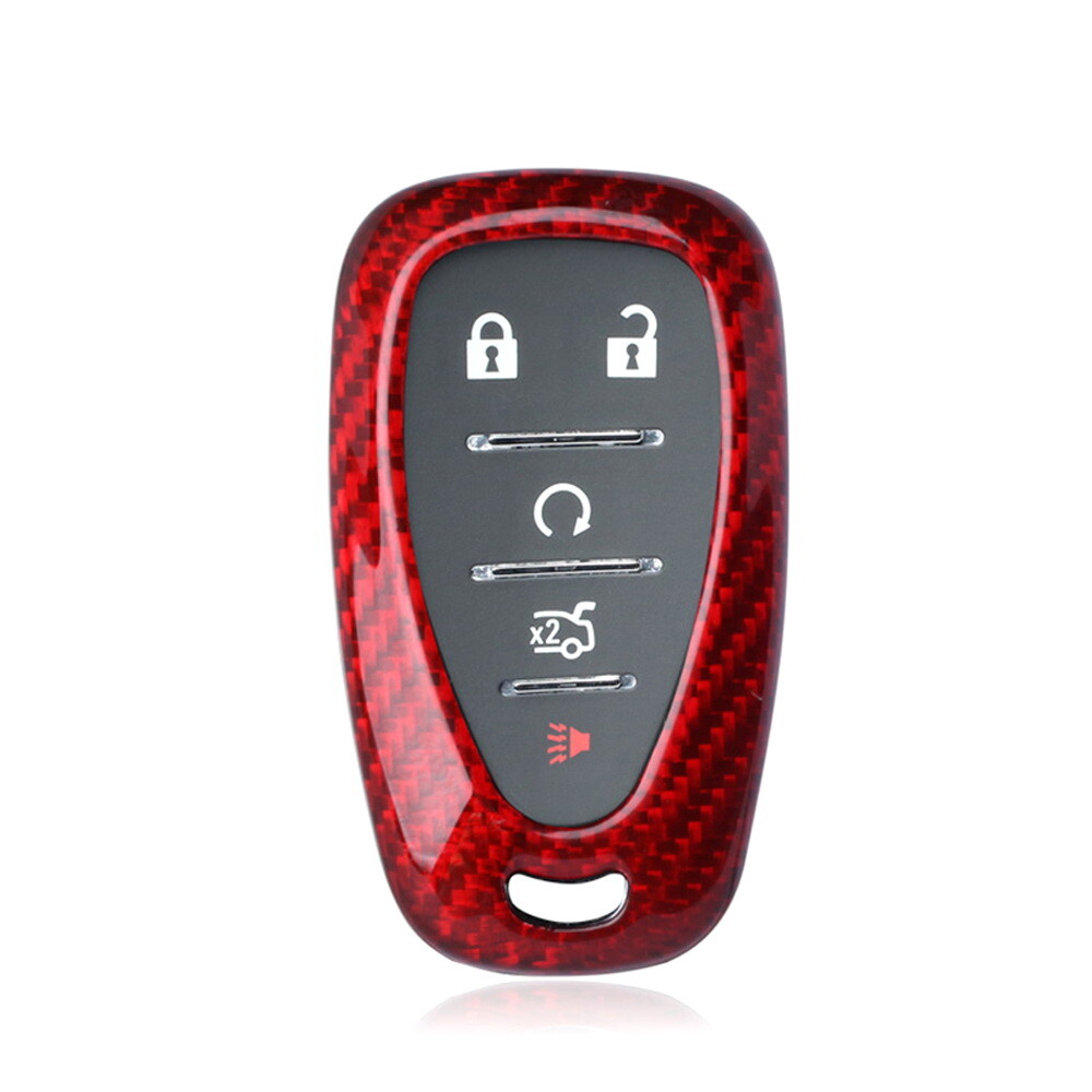 Real Red Carbon Fiber Key Fob Cover For Chevy Camaro Malibu Cruze Spark ...