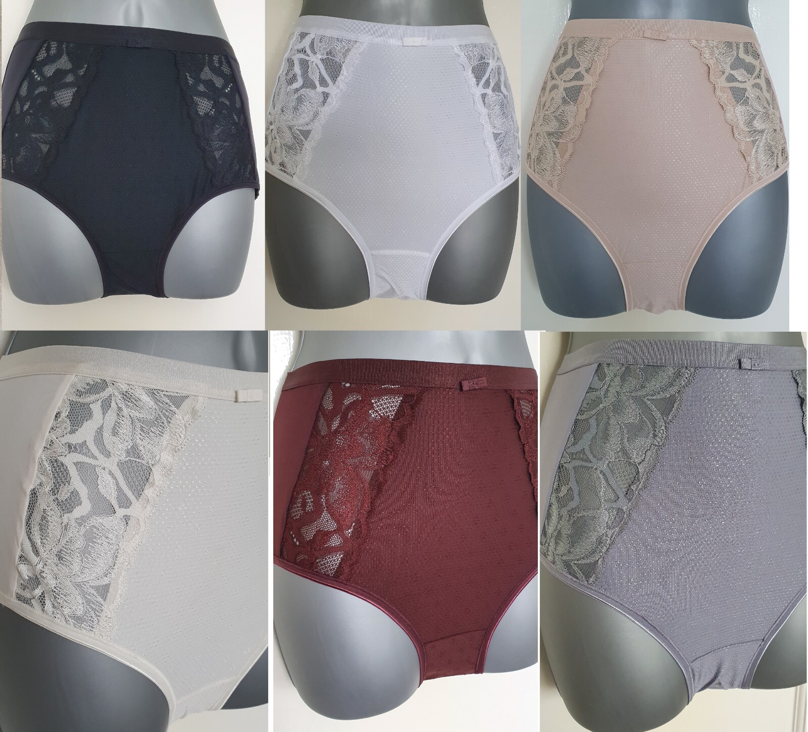Womens M&S Full Brief Lace Front High Rise Briefs Knickers Pant ...