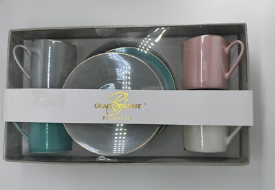 Grace Teaware Espresso Cups & Saucers Set Of 4 NEW | eBay