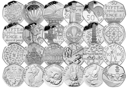 Collection Of Rare And special 50 Fifty Pence Coins and bee £1 coin ...